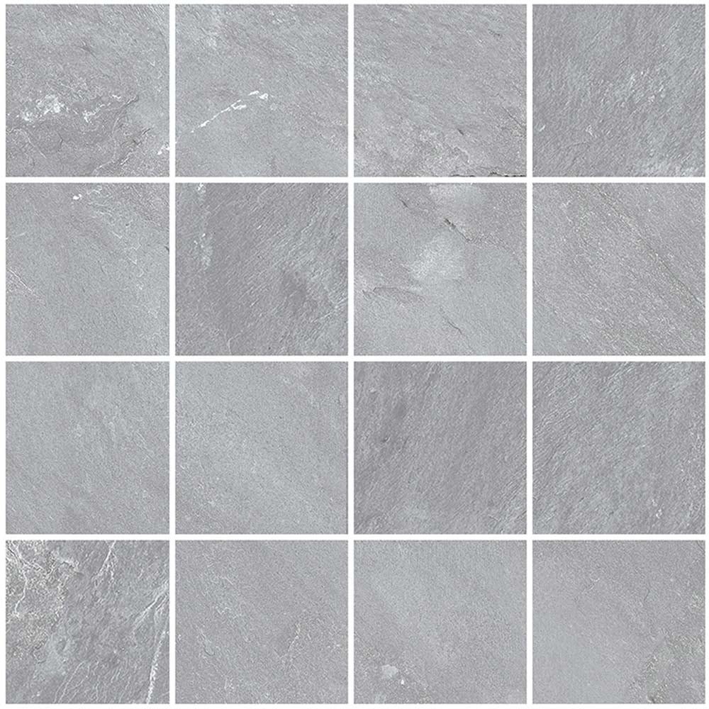 Splendor 11.81 in. x 11.81 in. Matte Gray Porcelain Mosaic Wall and ...