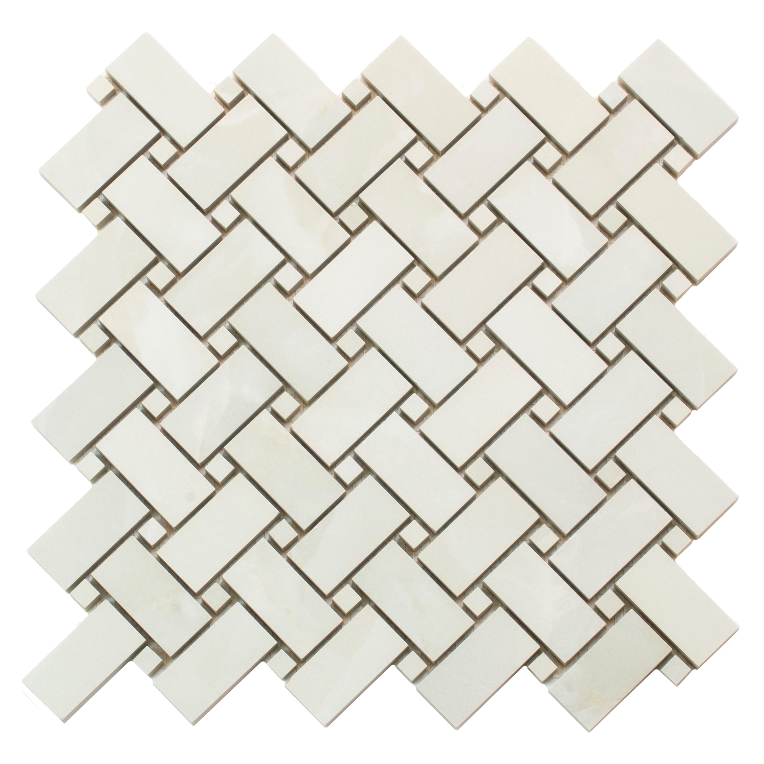 Splendor 11.81 in. x 11.81 in. Matte White Porcelain Mosaic Wall and ...