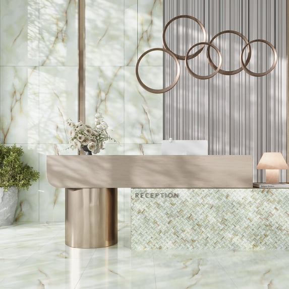 Splendor 12x12 Celadon Giada Porcelain Mosaic Onyx Basketweave Wall and ...