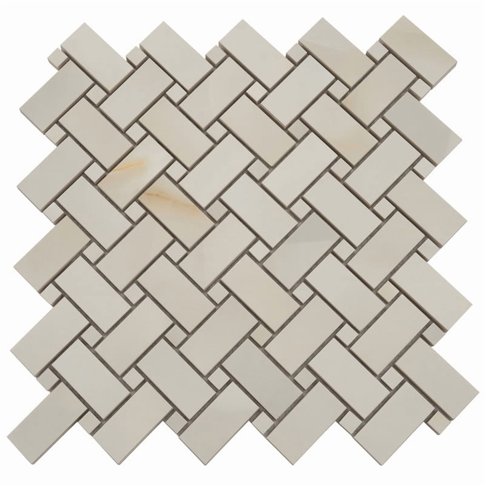 Splendor 12x12 Perla Porcelain Mosaic Onyx Basketweave Wall and Floor ...