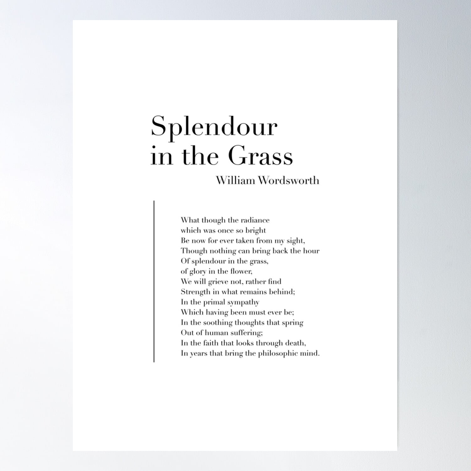 Splendour In The Grass By William Wordsworth Poster Wall Art, Modern ...