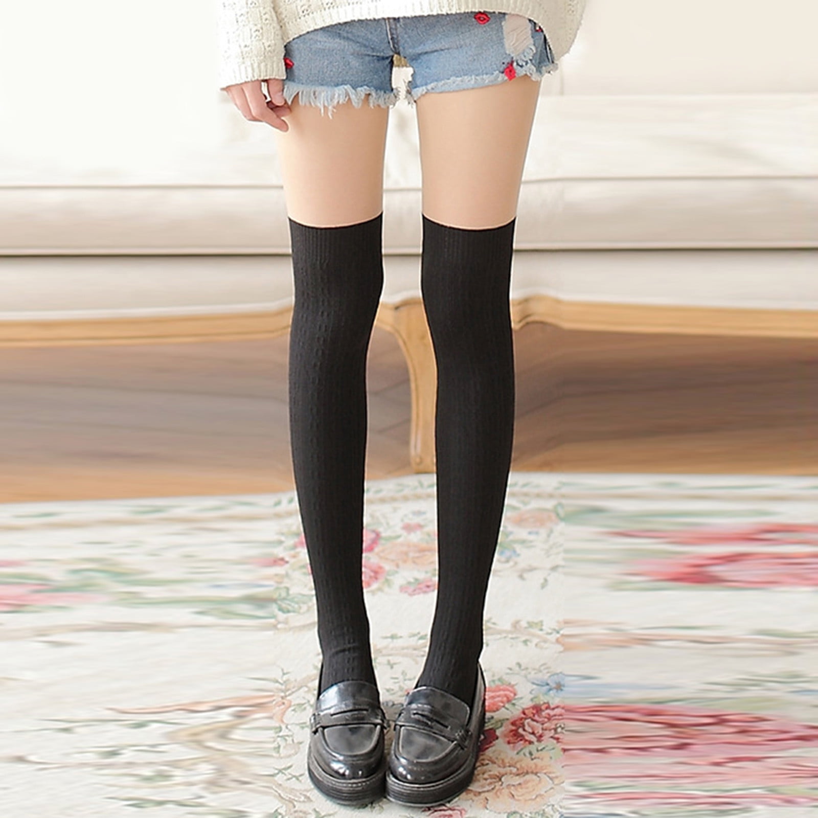 Splicing Layered Look Tights, Women Fake High Tube Stitching Stockings ...