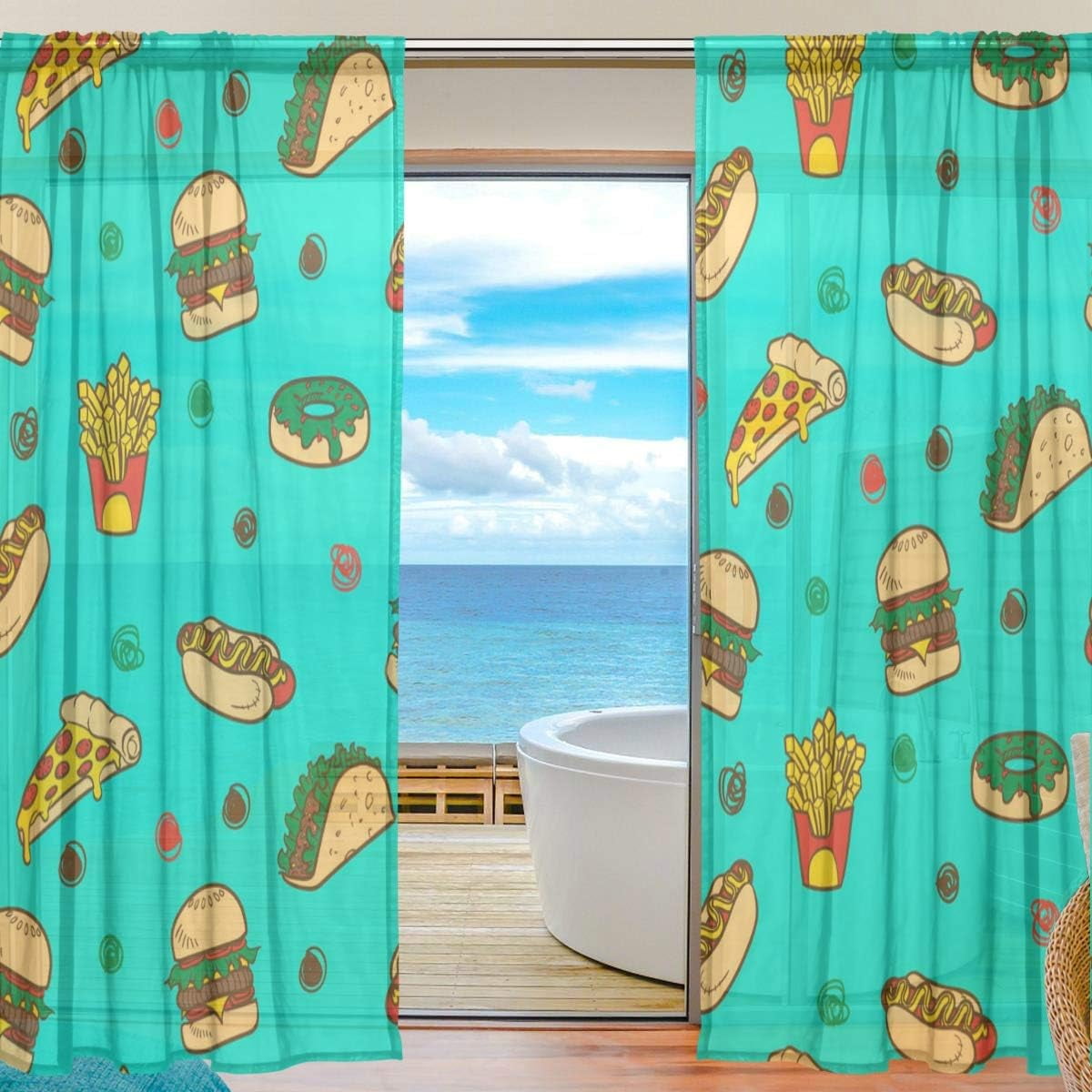 Splicing Pattern Fastfood Seamless Pattern Semi Sheer Curtains Window ...