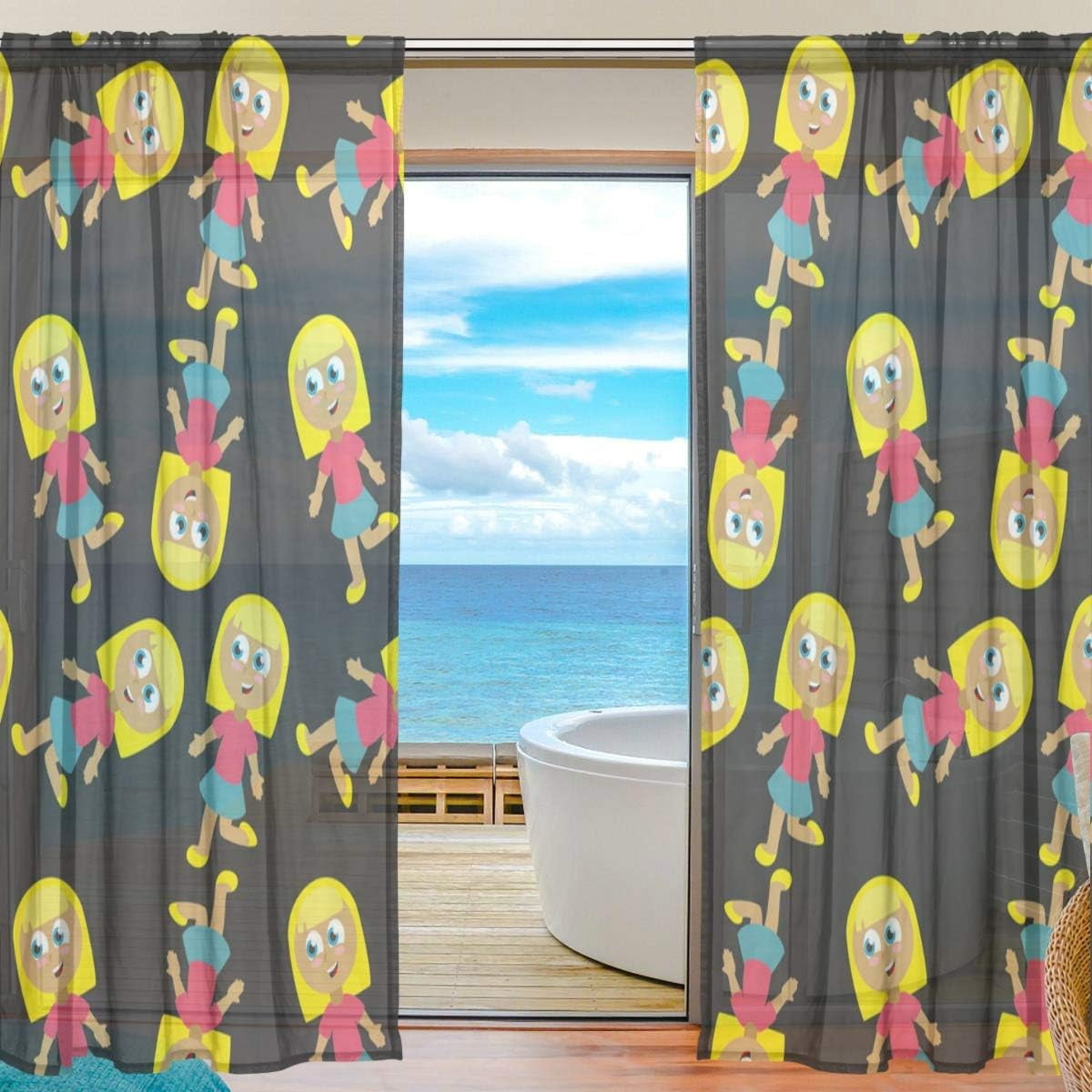 Splicing Pattern Seamless Background with Kids Semi Sheer Curtains ...