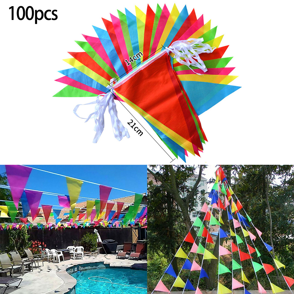 Splihome 100 Pcs Colorful Pennant Flags Banner 165Ft Multicolor Pennant ...