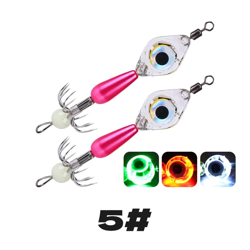 Splihome 2Pcs Squid Jig Hooks Cuttlefish Octopus Led Glow Squid Hook ...