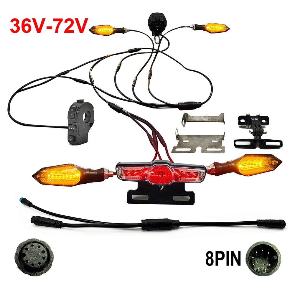 Splihome Electric Bike 36V-72V Headlight Taillight and Turn Signals E ...