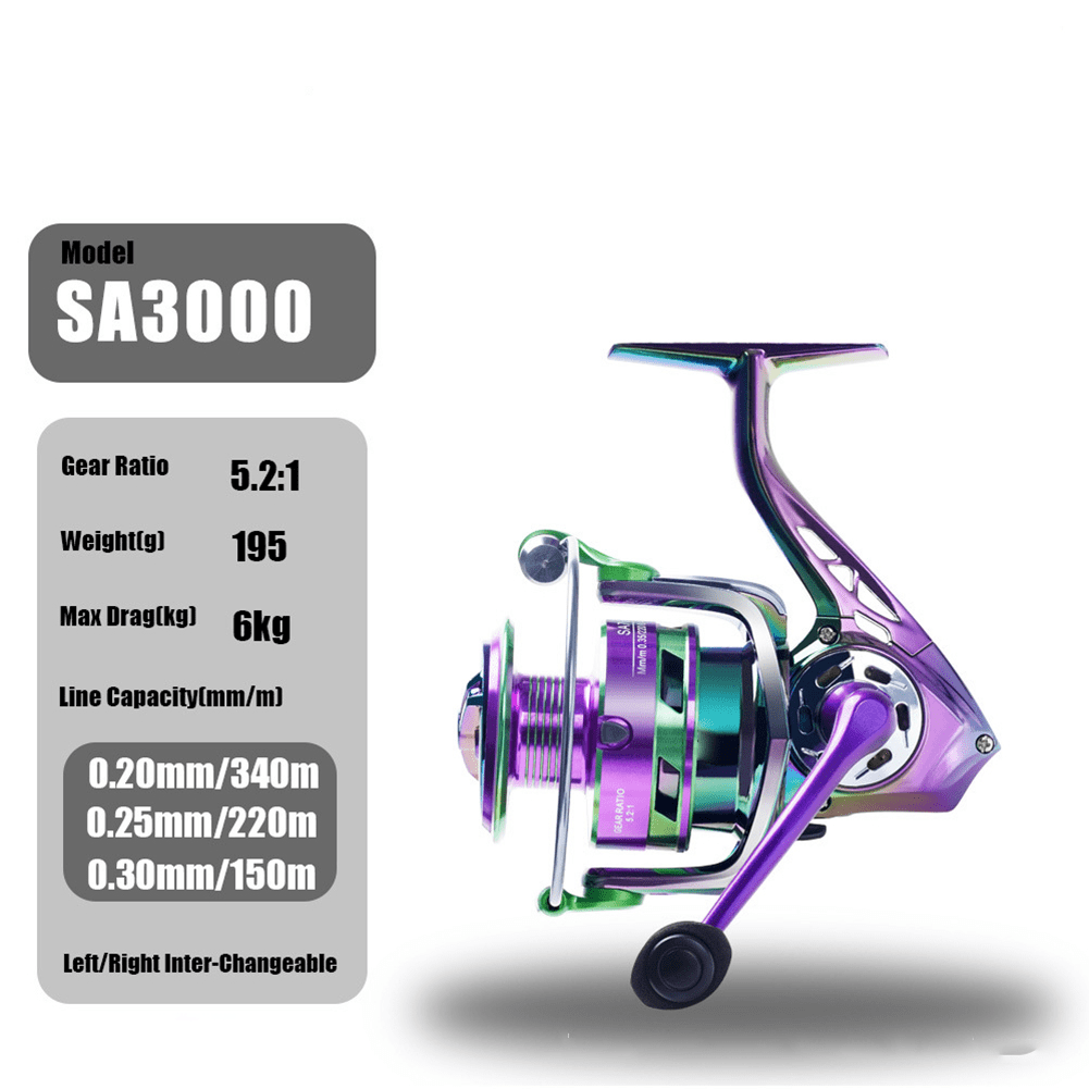 Splihome Fishing Spinner Reel 5.2:1 Gear Ratio Stainless Steel 6+1Bb ...