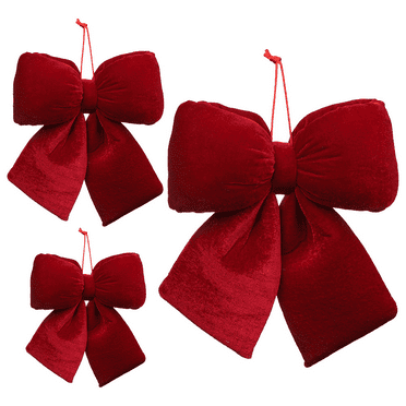 JingChun Large Christmas Red Velvet Bows Knots with Stuffed Red ...