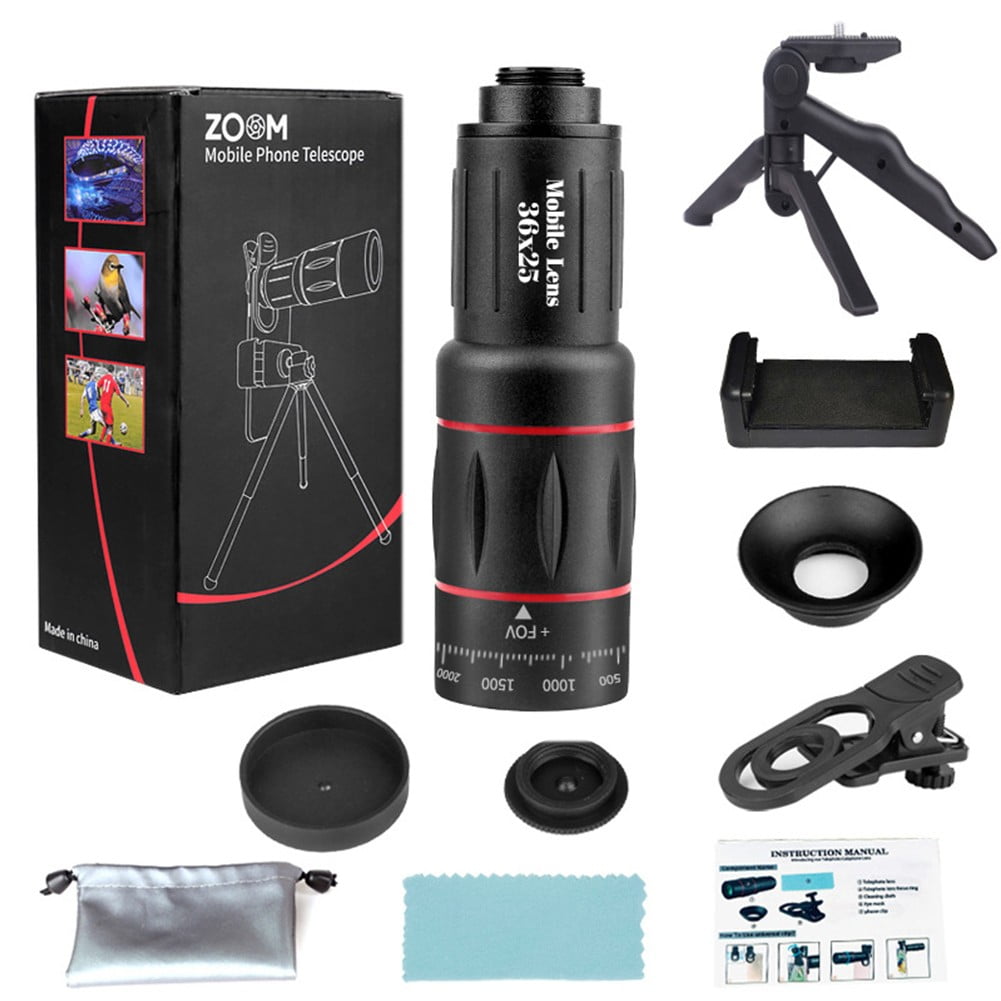 Splihome Monocular Zoom Telescope 18X 28X 36X 64X Long Range Telescope ...