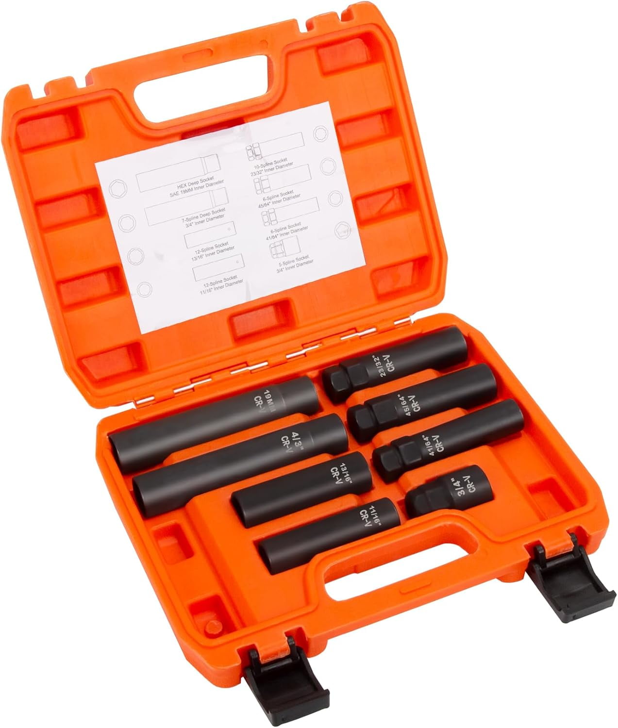 Spline Socket Set, 8Pc Spline Lug Nuts Key Kit for 5, 6, 7, 12 10 Point Lug Nut and Spike Lug ...