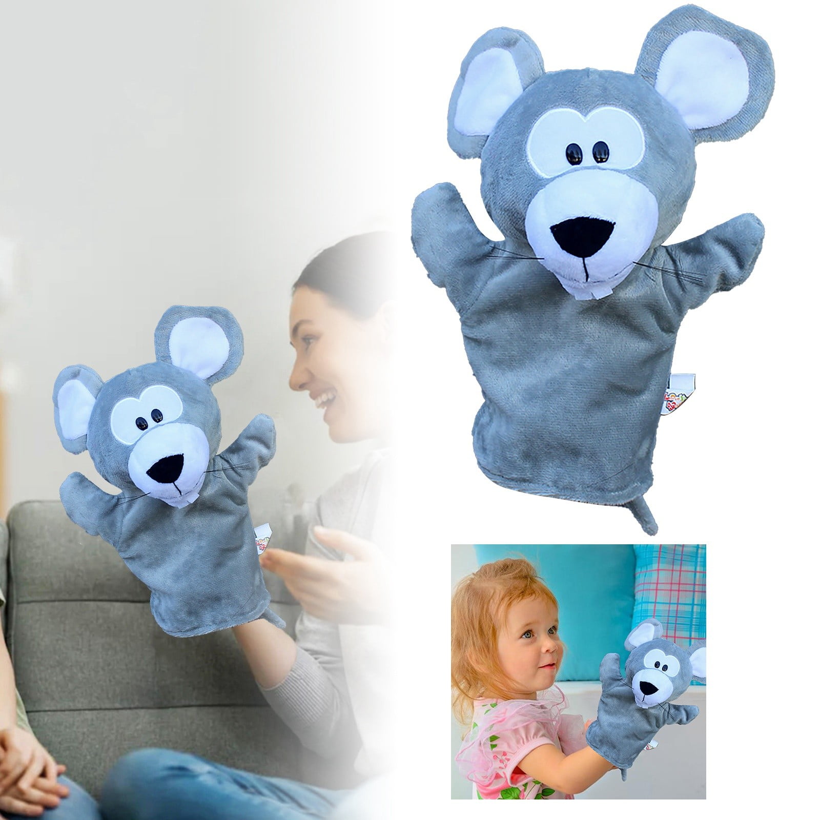 Splint Mallet Finger Hand Puppet Toy Doll Mouth Can Move Set Hand ...