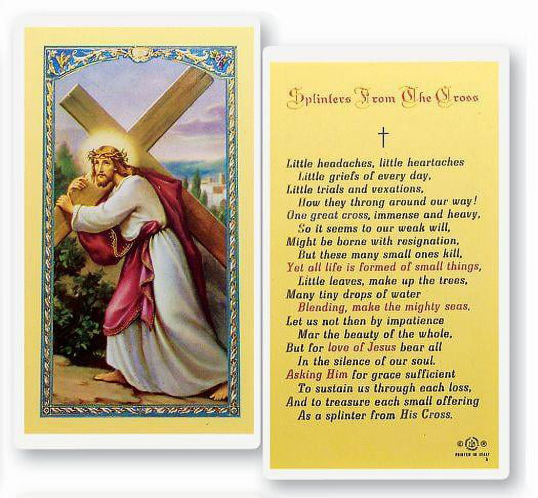 Splinters from the Cross Laminated Catholic Prayer Holy Card with ...