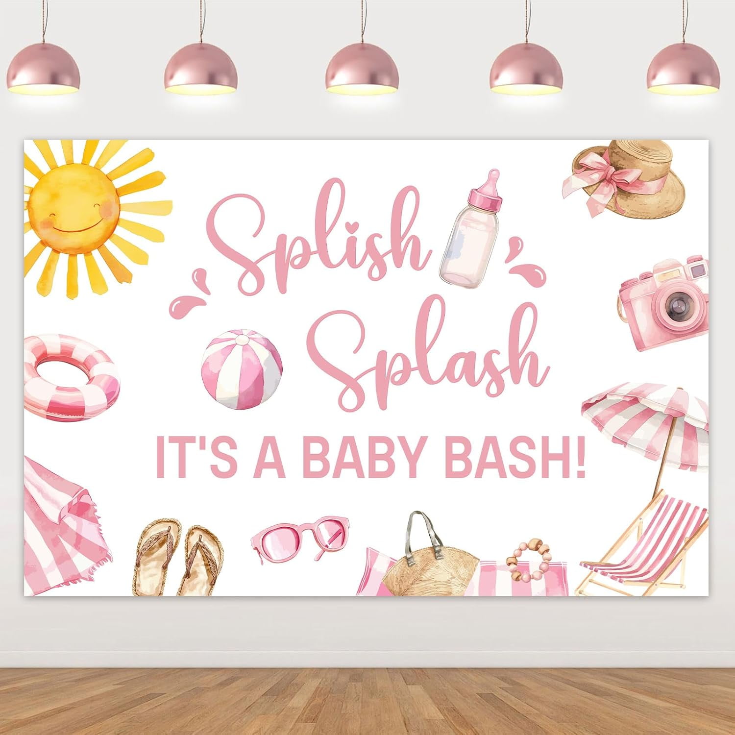 Splish Splash Baby Shower Decorations Banner for Girls Pink Splish ...