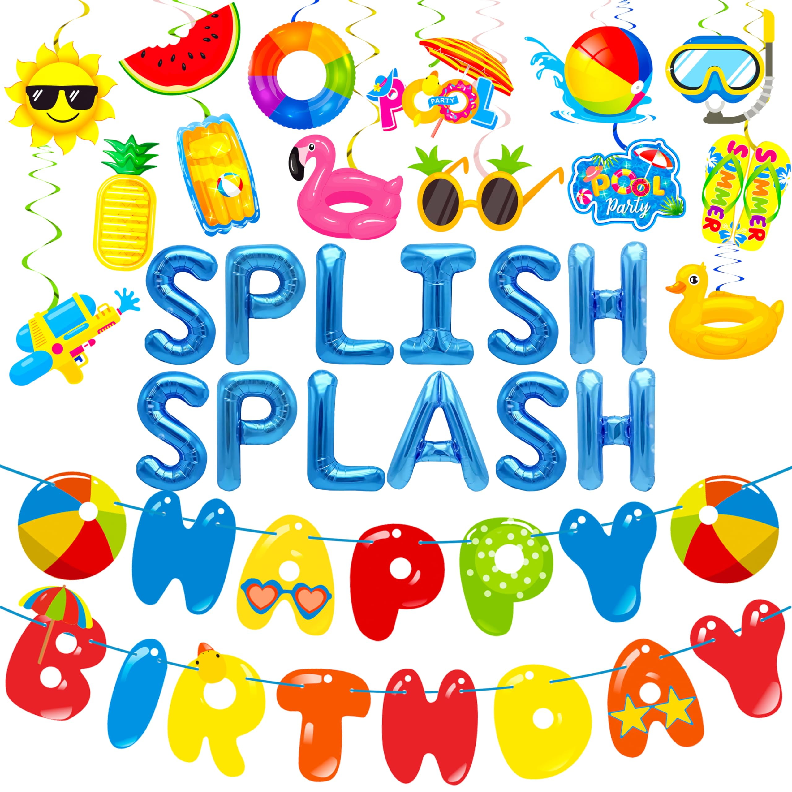 Splish Splash Birthday Bash Party Supplies KKS1 Splish Splash Balloons ...