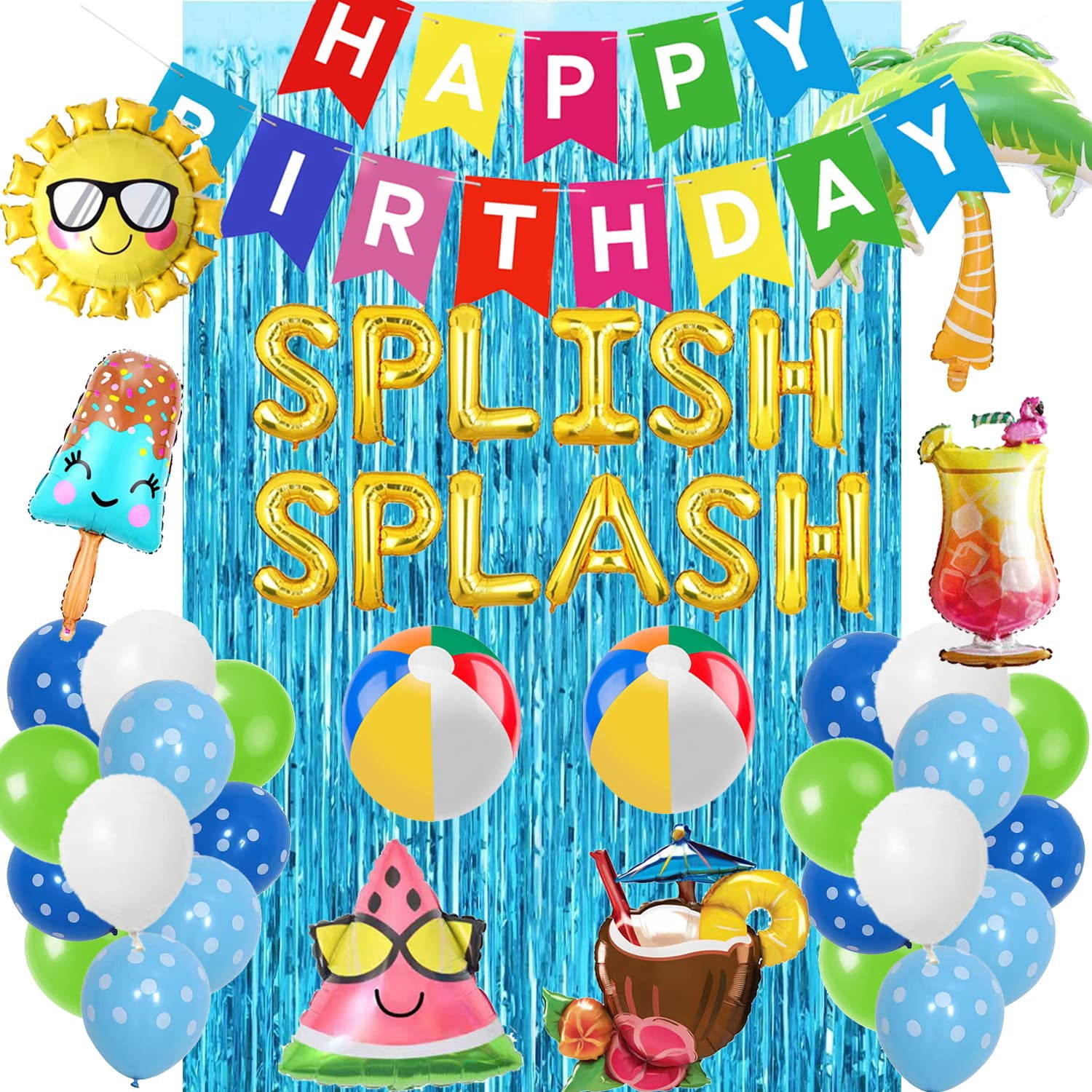 Splish Splash Birthday Decorations - Pool Party Supplies for Kids ...