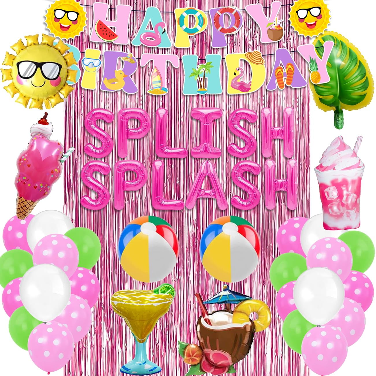 Splish Splash Pool Party SSF20 Birthday Decorations,32pcs Summer ...
