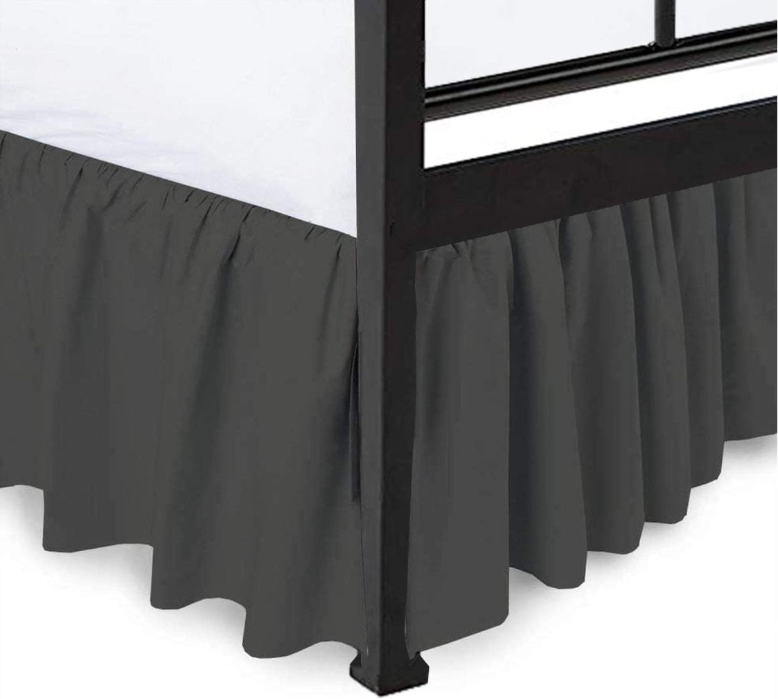 Split Corners Dust Ruffled Bed Skirt with Platform Three Sided Coverage ...