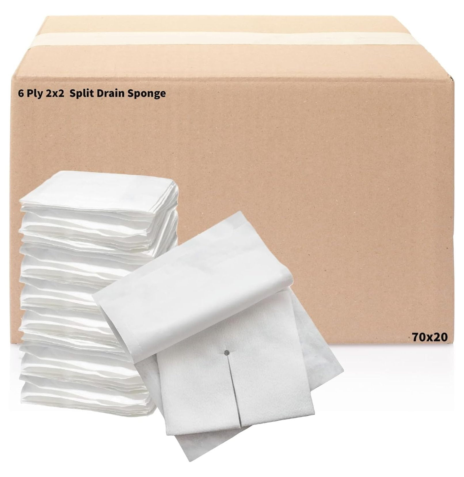 Split Drain Sponge Gauze 2x2 6 Ply Pads [Pack of 1400] Absorbent Precut ...