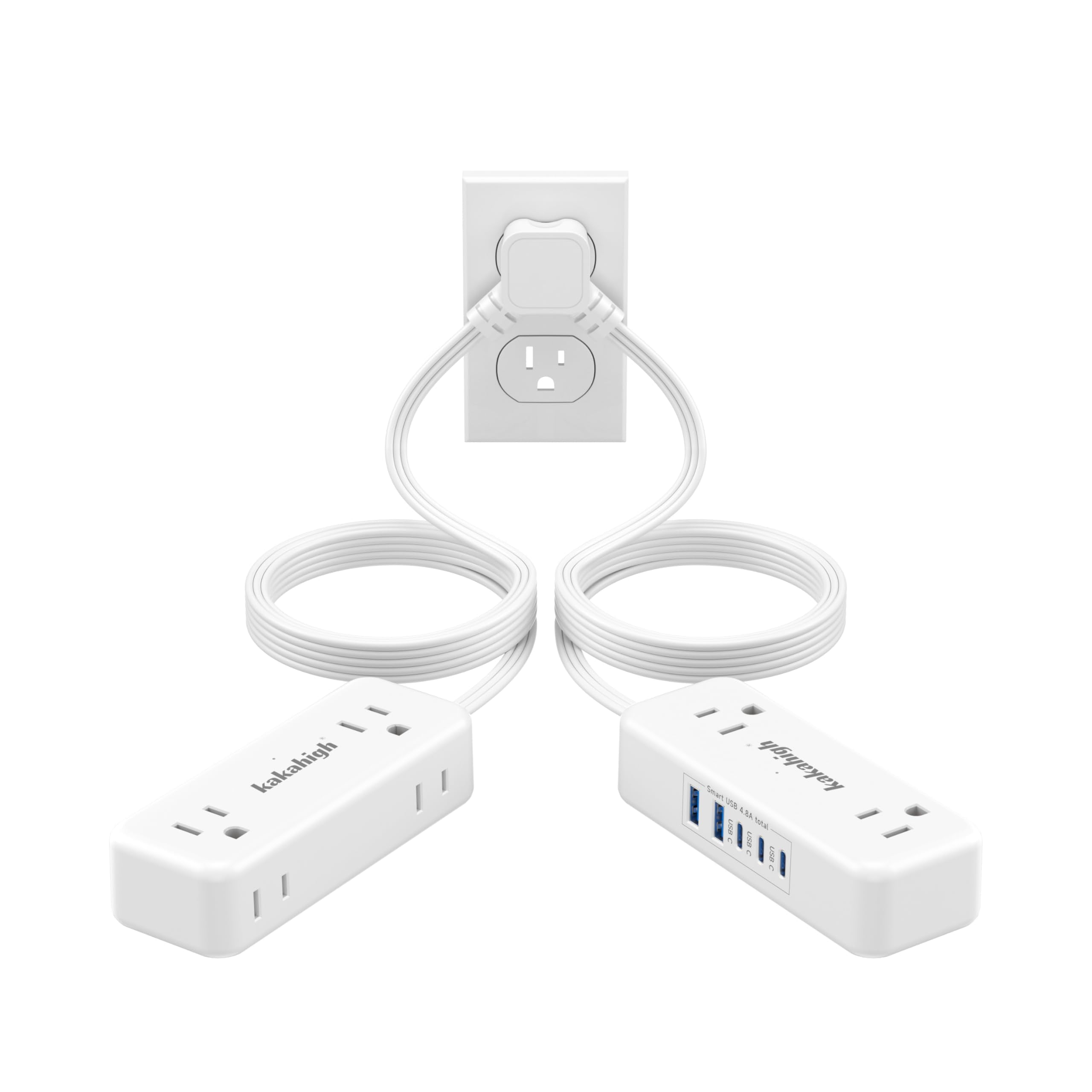 Split Extension Cord 10FT (5FT on Each Side), Single Flat Plug Twin ...