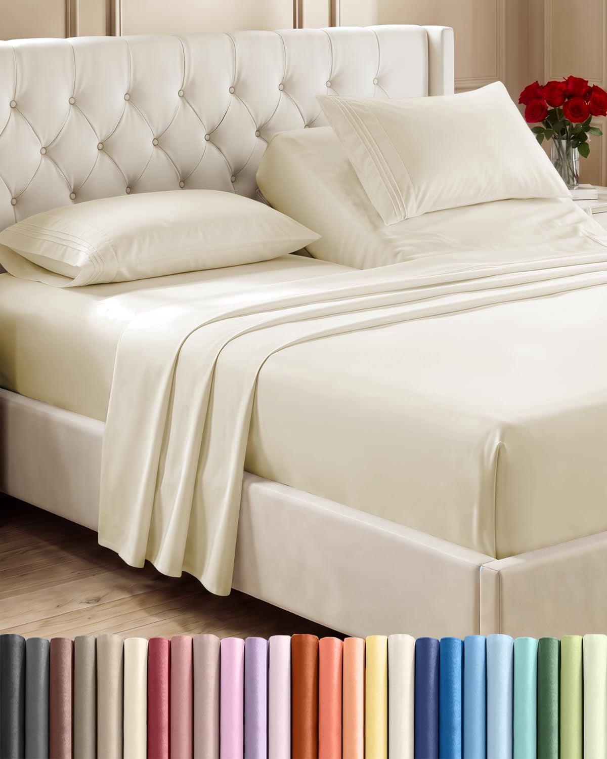 Split Head Flex Top King 4 Piece Sheet Set Off White - Walmart.com