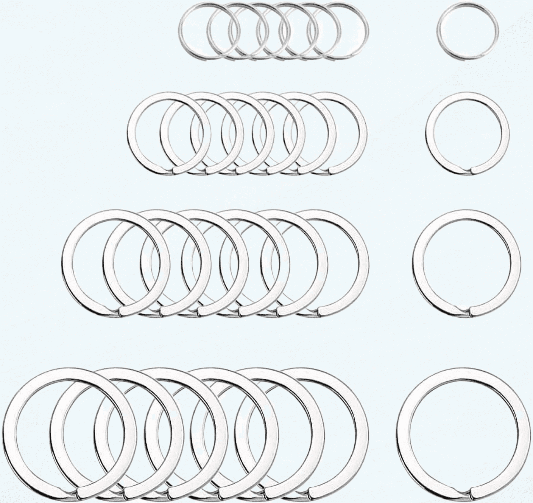 Split Key Rings,Stainless Steel Keyrings Dog Cat Tag Ring,4 Sizes (1/2 inch, 3/4 inch,1 inch, 1. ...