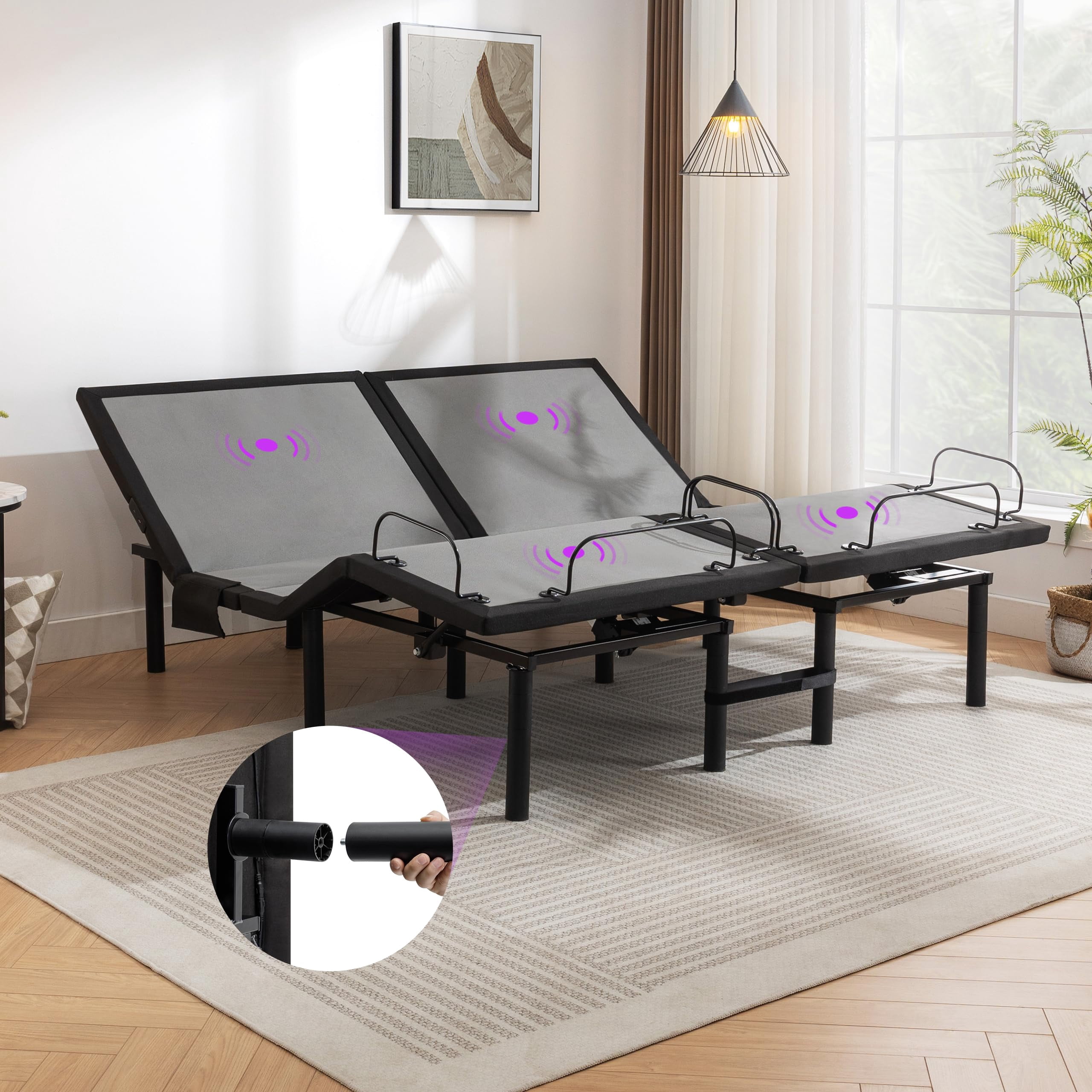 Split King Adjustable Bed Frame, Adjustable Bed Base with 4 Height ...
