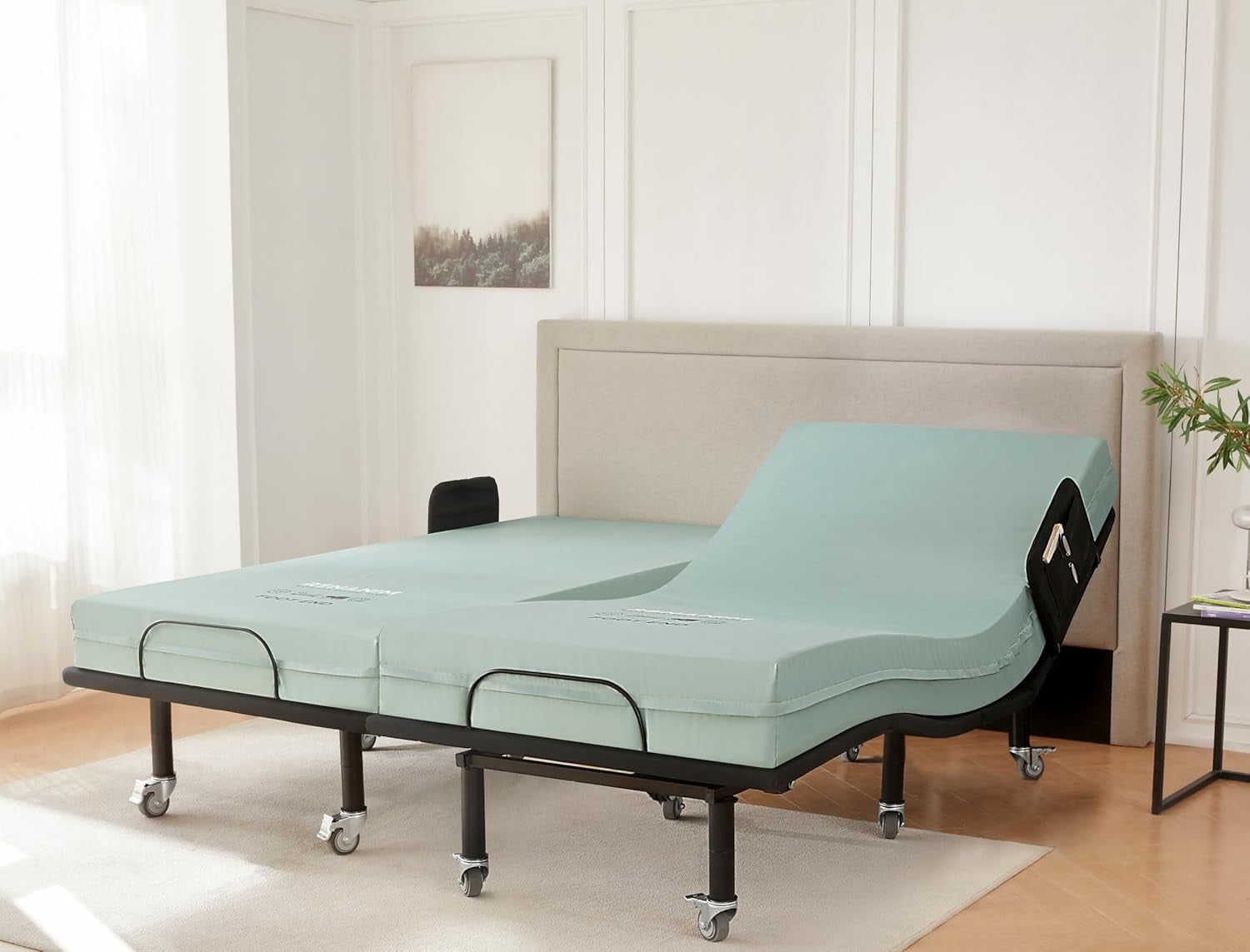 Split King Adjustable Bed Frame with Bed Rails for Elderly Adults ...