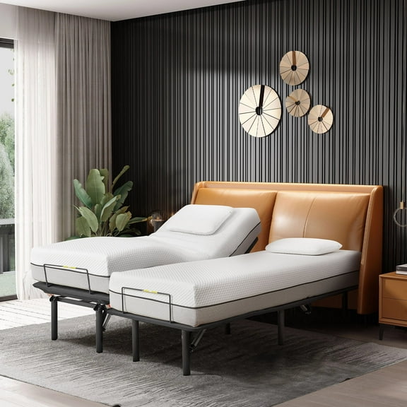 Adjustable Bed with Mattress Split King Electric Bed Base with Head ...