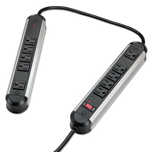 Split Metal Surge Protector, 10 Outlets, 6 Ft Cord, 1250 Joules, Black ...
