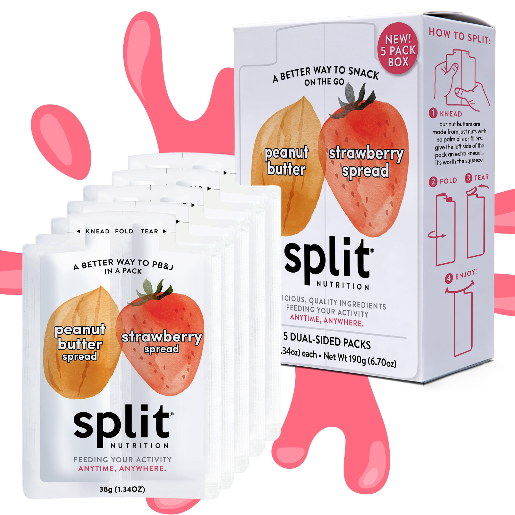 Split Nutrition Peanut Butter and Strawberry Fruit Spread 5 pack ...