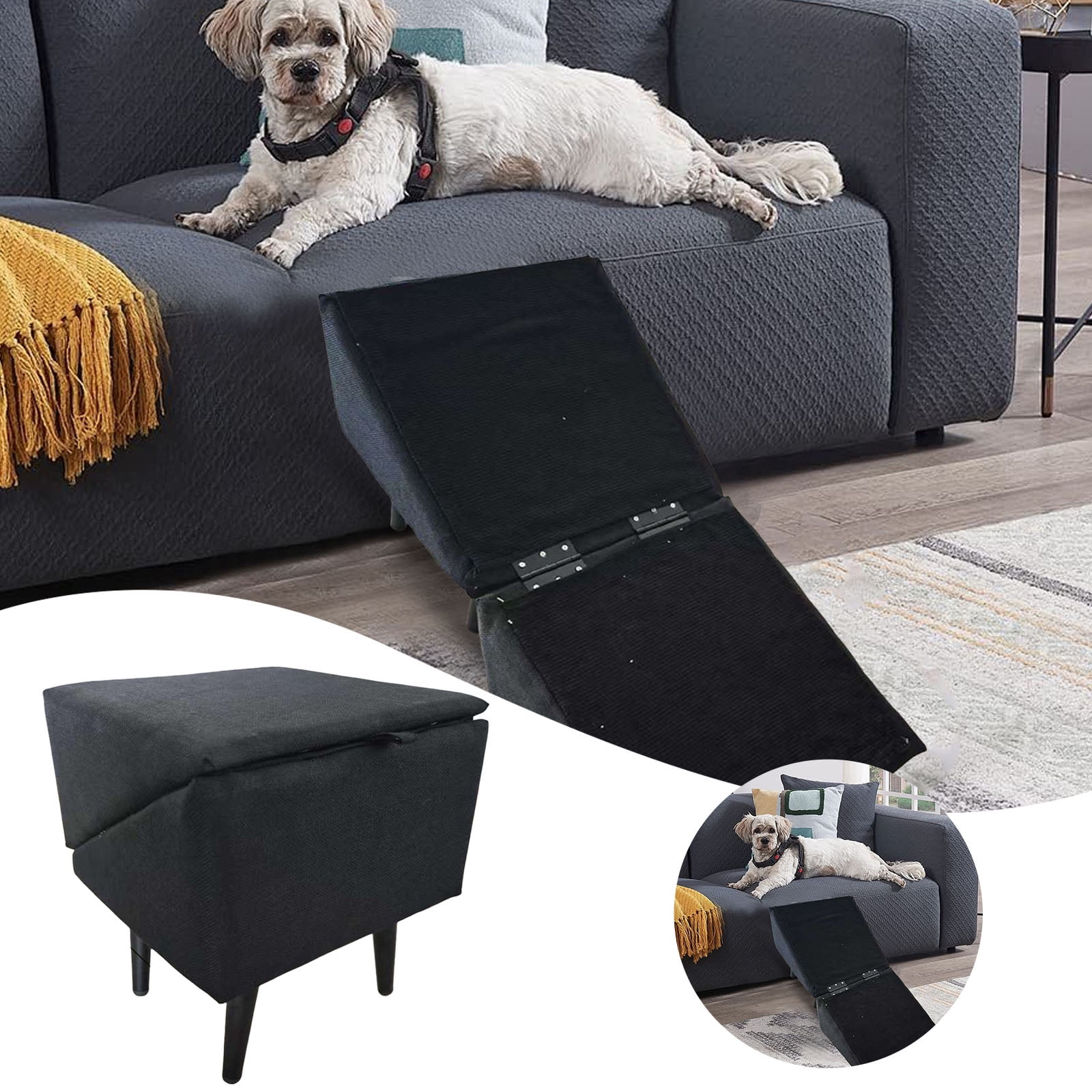 Split Ottoman Dog Ramp, 2-In-1 Lightweight Folding Dog Stairs, Dogs ...
