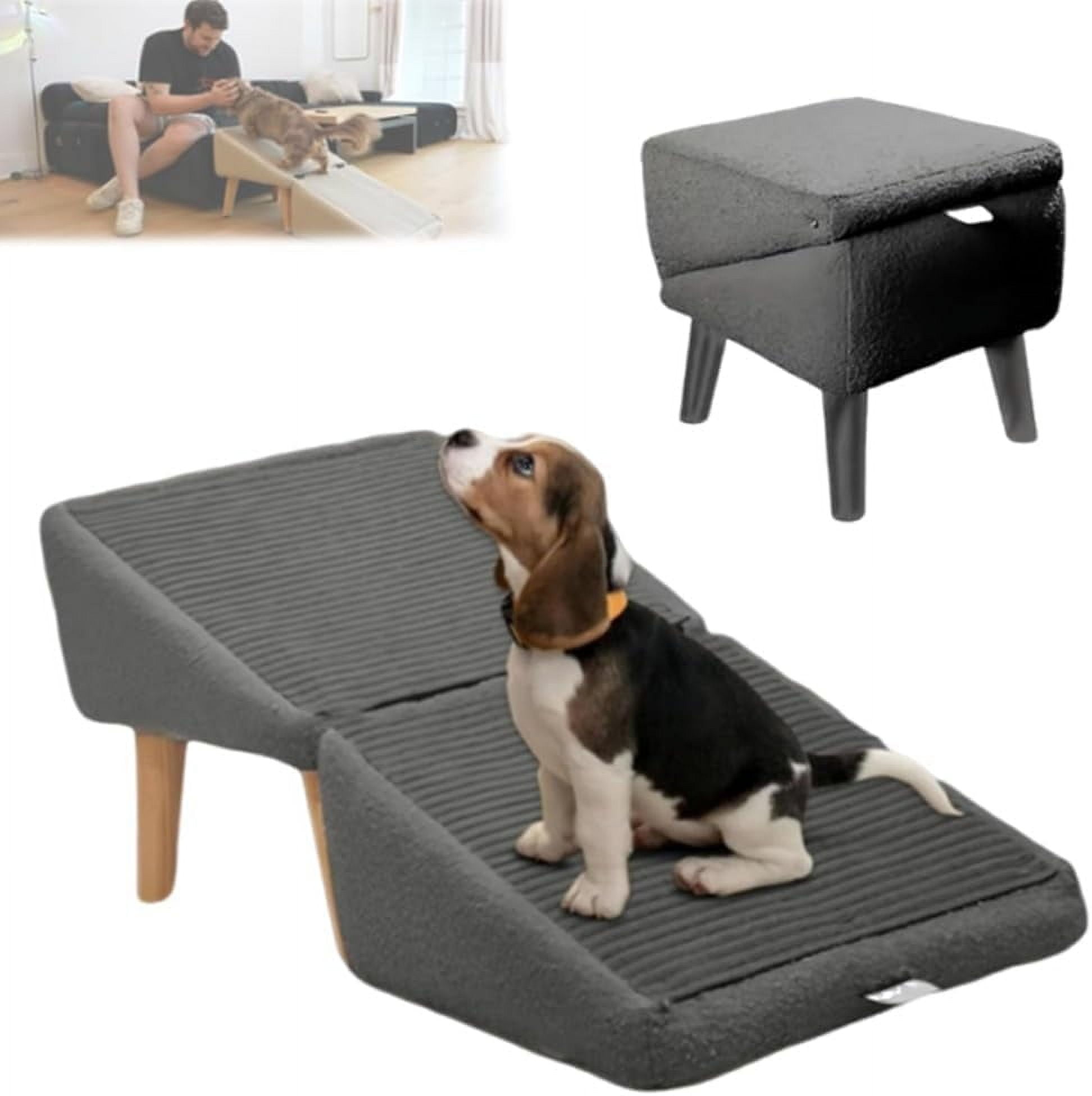 Split Ottoman Dog Ramp, All-in-One Lightweight Folding Pet Ramps Stairs ...