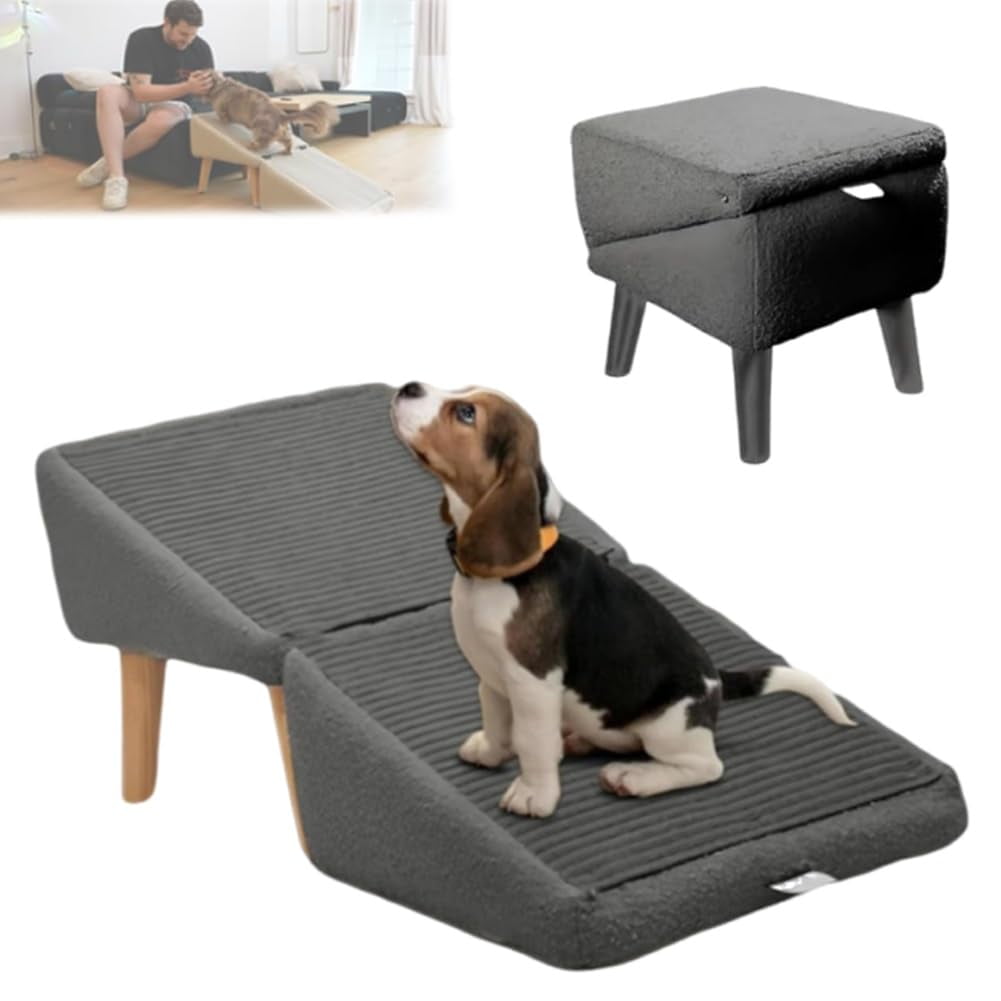 Split Ottoman Dog Ramp, All-in-One Lightweight Folding Pet Ramps Stairs ...