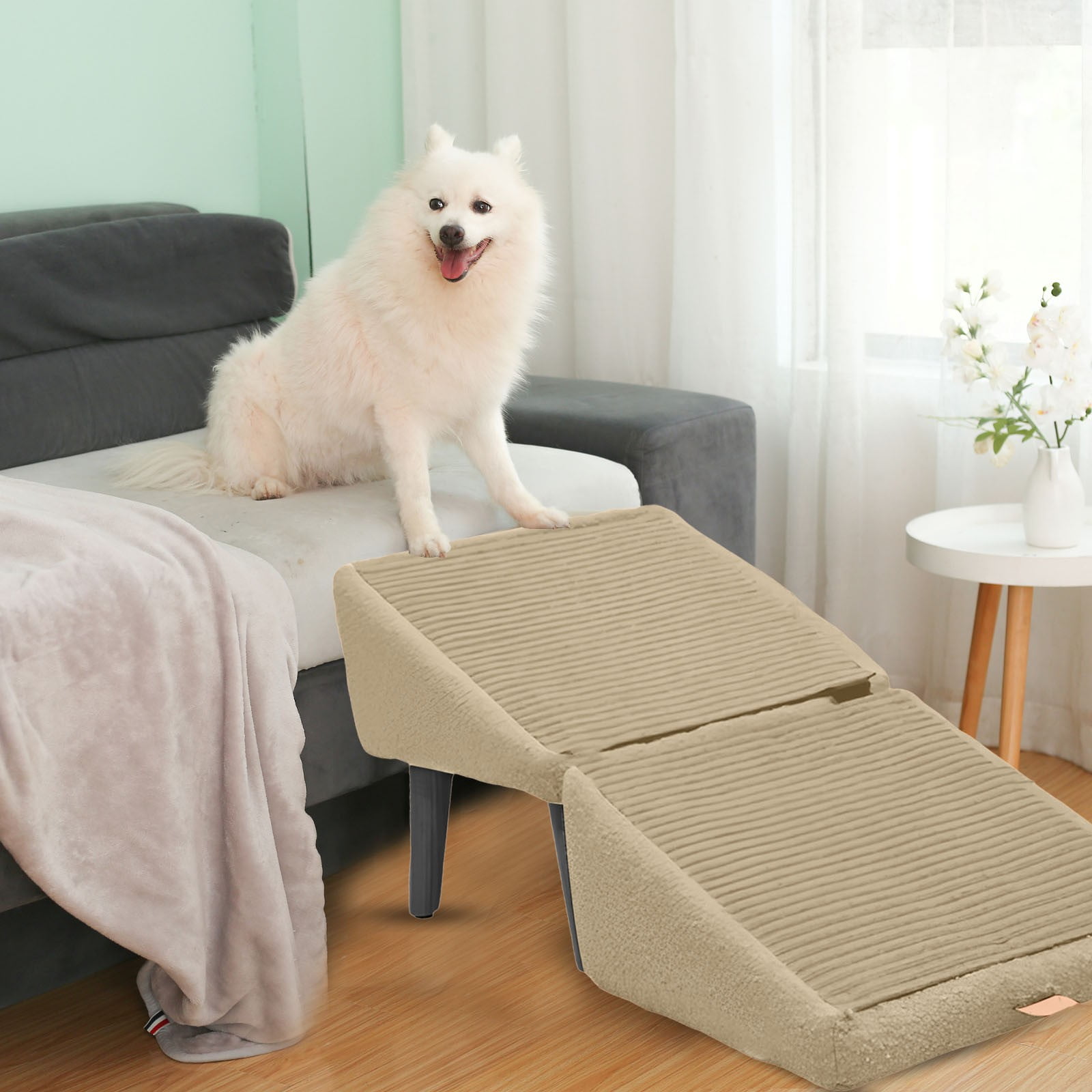 Split Ottoman Dog Ramp, Dog Chair with Ramps for Old Cats Small Dogs ...