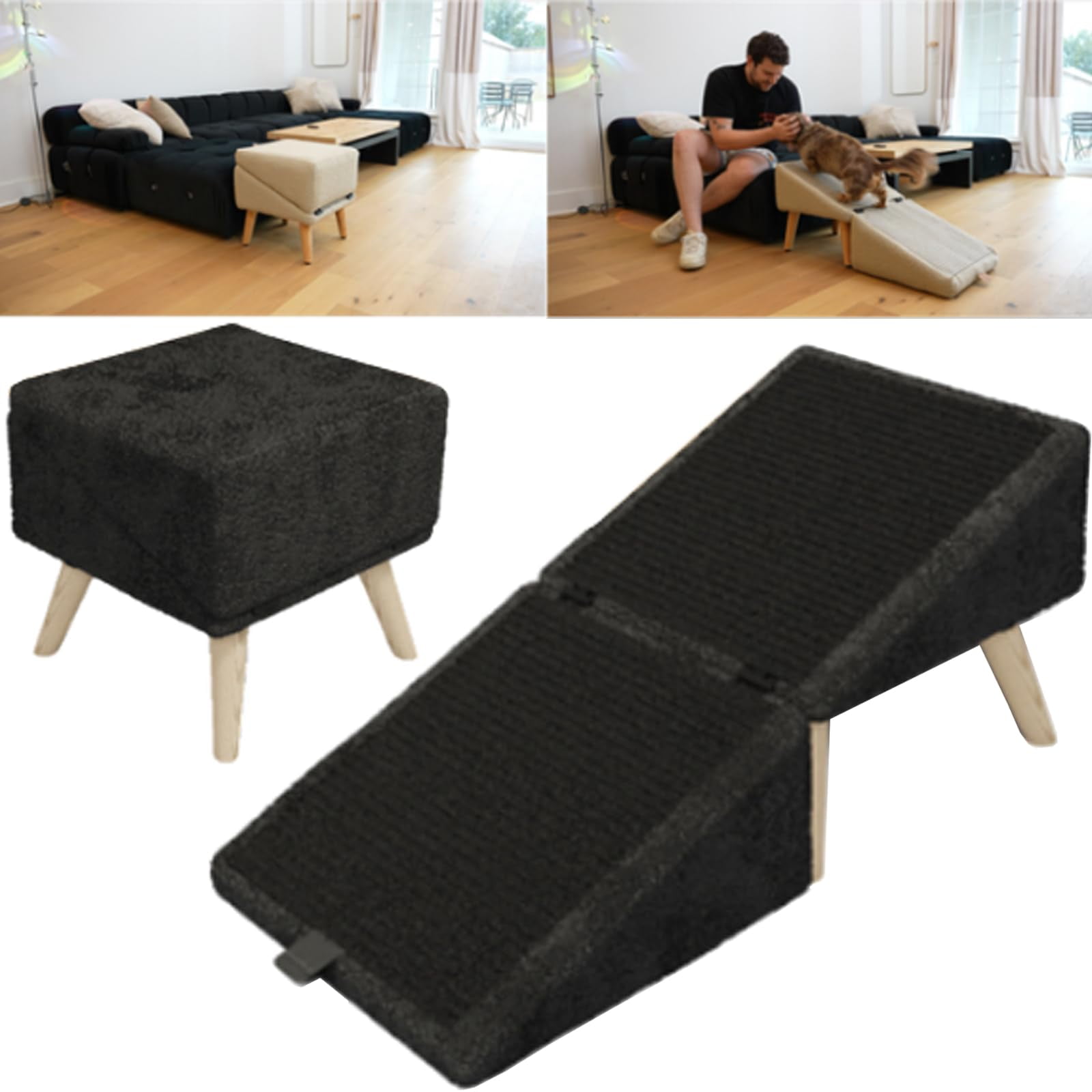 Split Ottoman Dog Ramp, Folding Dog Stairs, All-in-One Dogs Ramp and ...