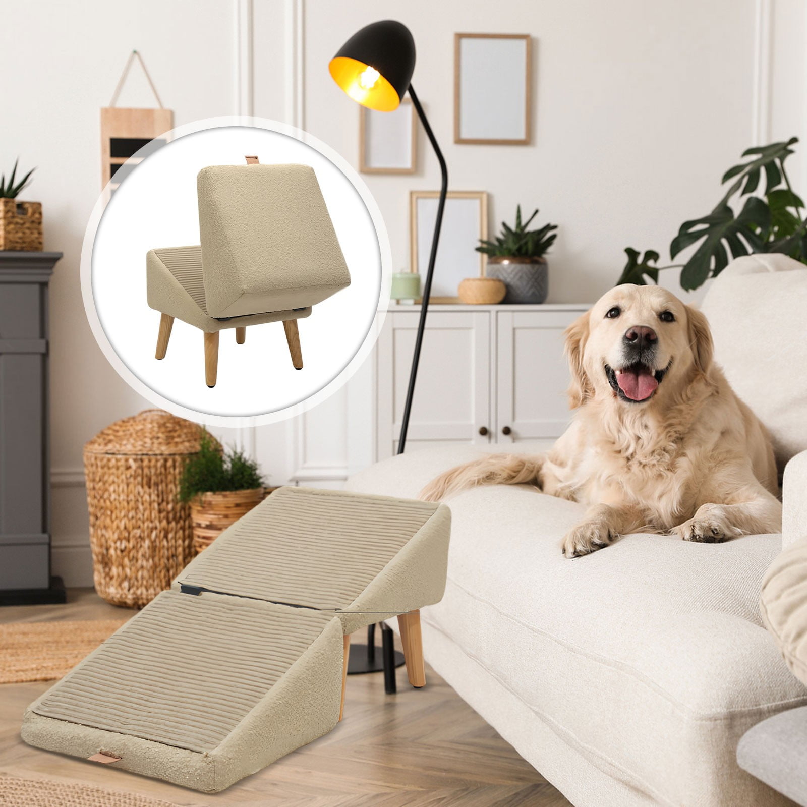 Split Ottoman Ramp Pet Ramps for Small Dogs, Pet Friendly Foldable Ramp ...