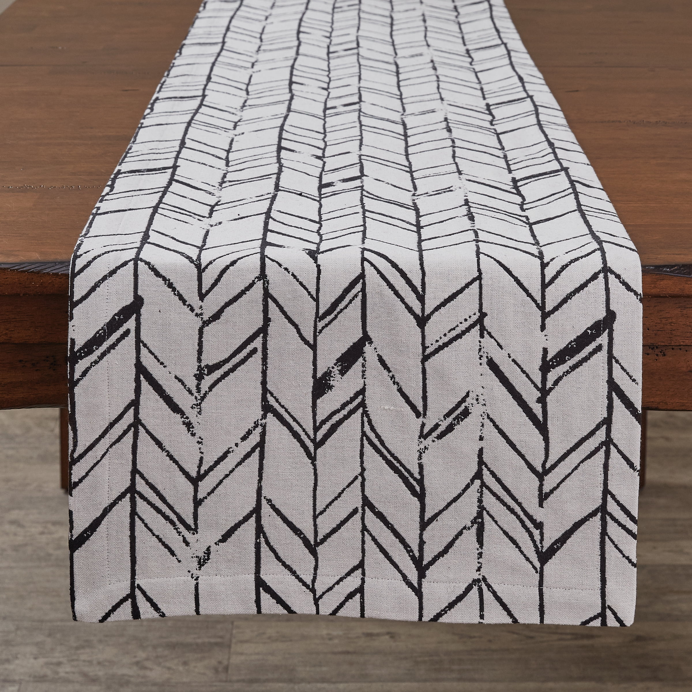 Split P Black and White Herringbone Table Runner 72"L - Walmart.com