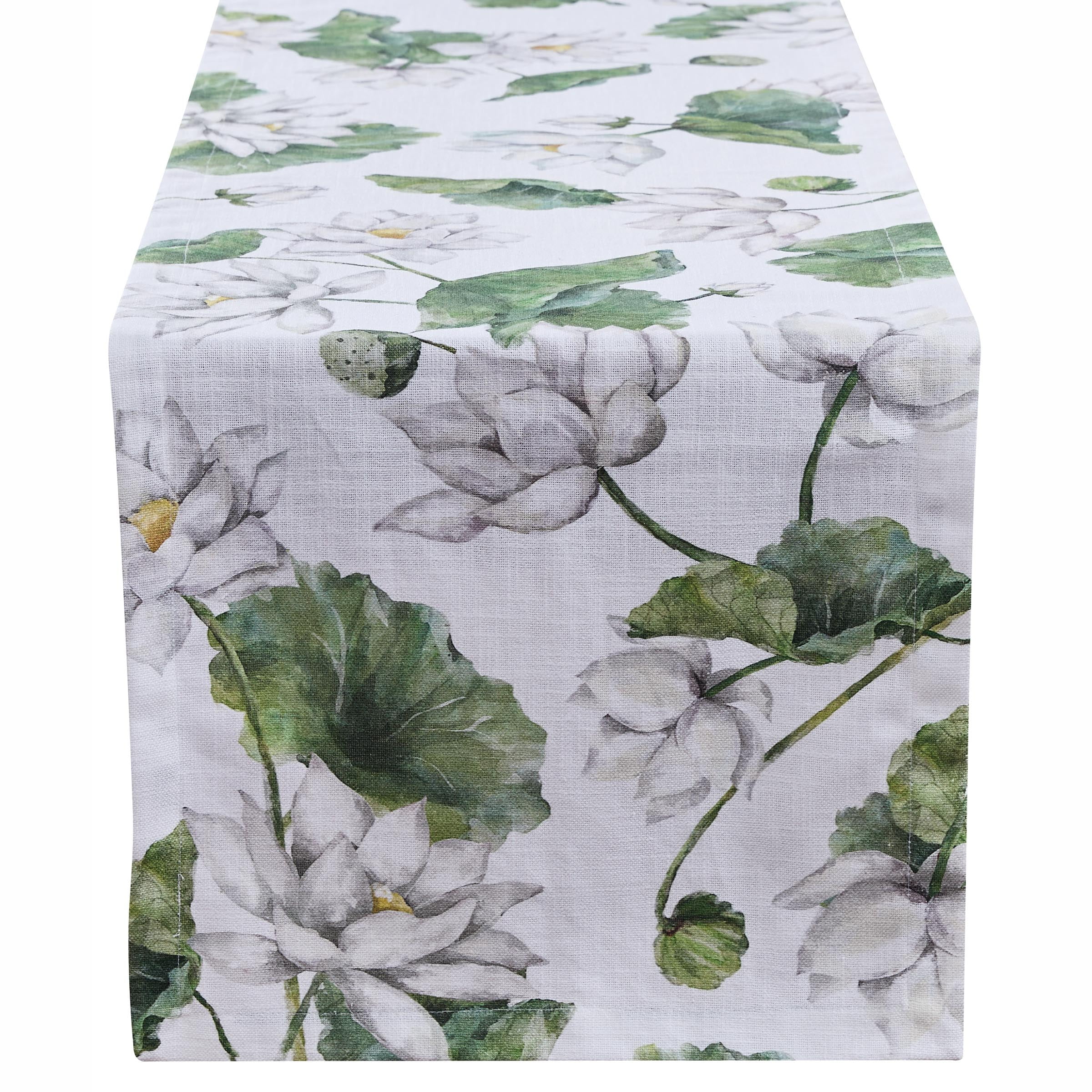 Split P White Lotus Green Floral Table Runner 14" x 54" - Walmart.com