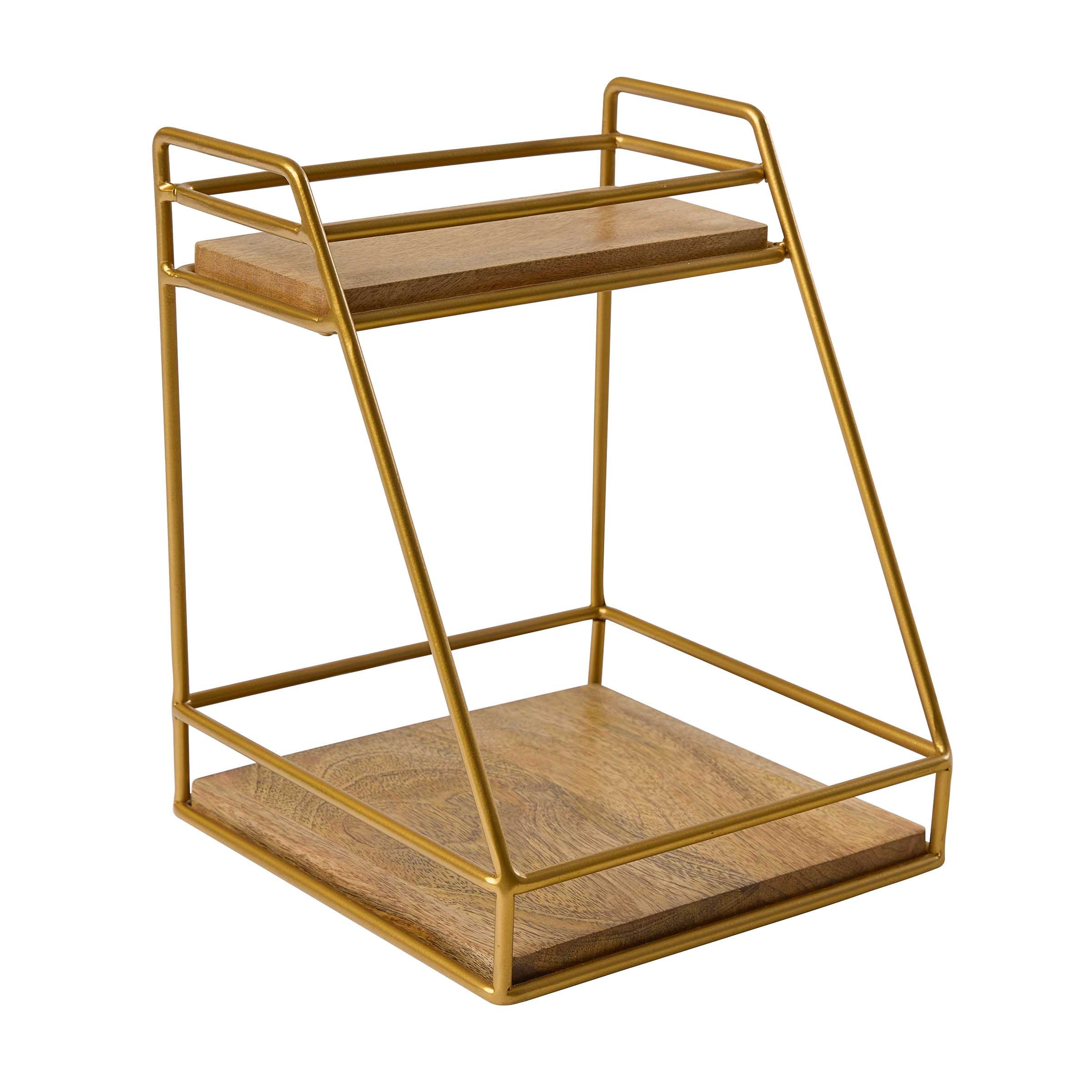 Split P Wood and Gold 2 Tier Organizer - Walmart.com