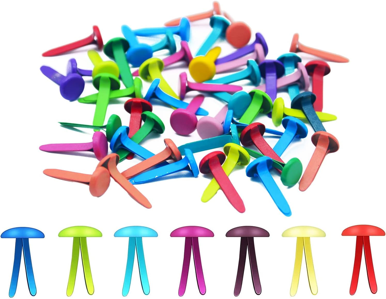Split Pins, 50 Pcs Pastel Metal Split Pin Craft Pins Brad Paper Fasteners Split Pin Mini Brads ...