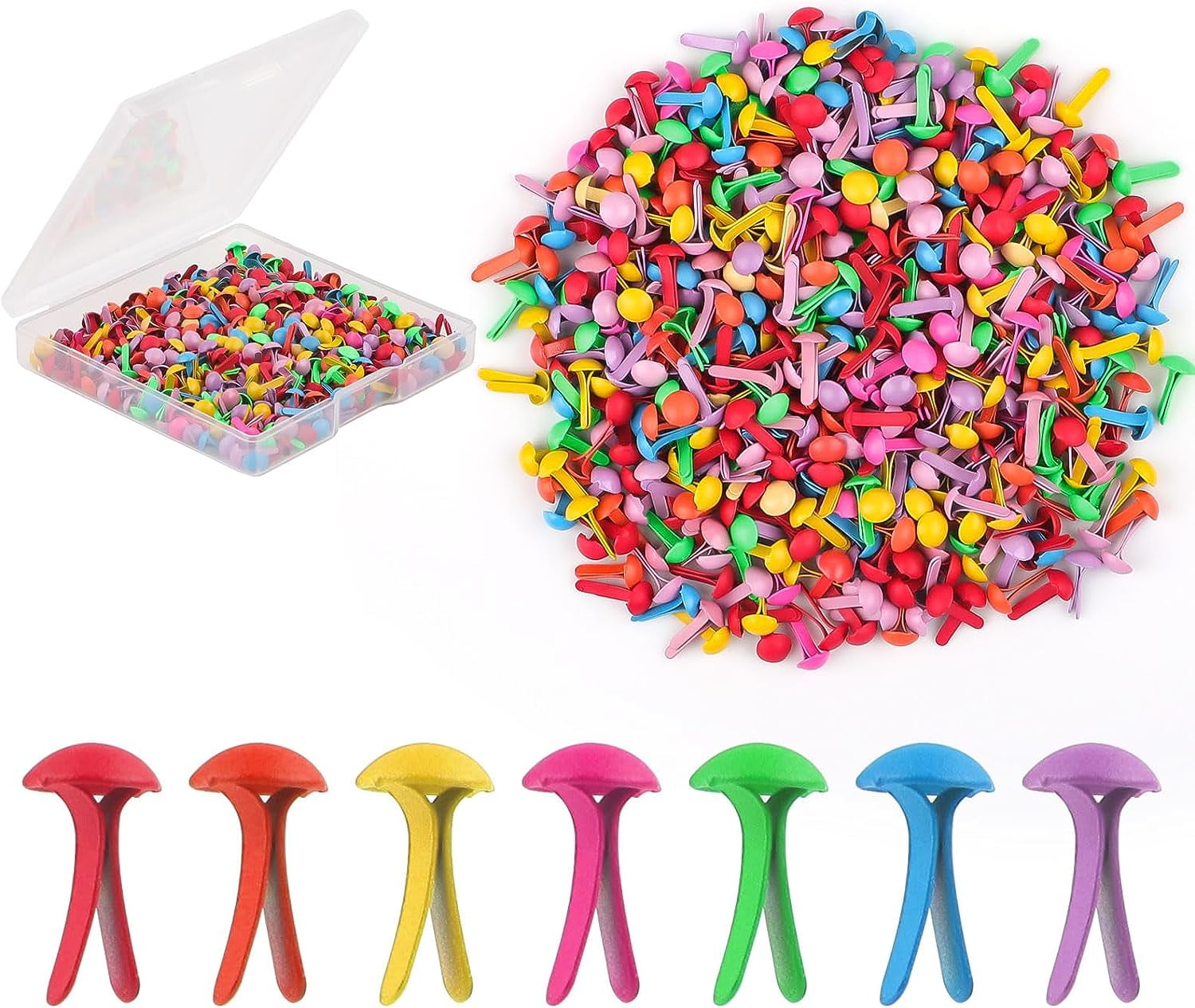Split Pins Craft - Paper Fasteners 500PCS with Storage Box, Split Pins, Round Brads for Paper ...