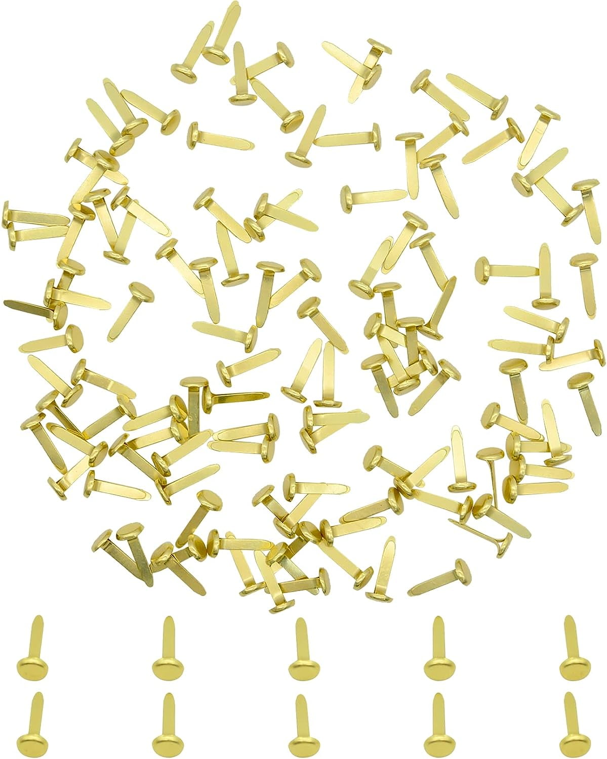 Split Pins,Split Pin,100pcs Mini Gold Brad Metal Paper Fasteners Coloured Brad Fasteners Pastel ...