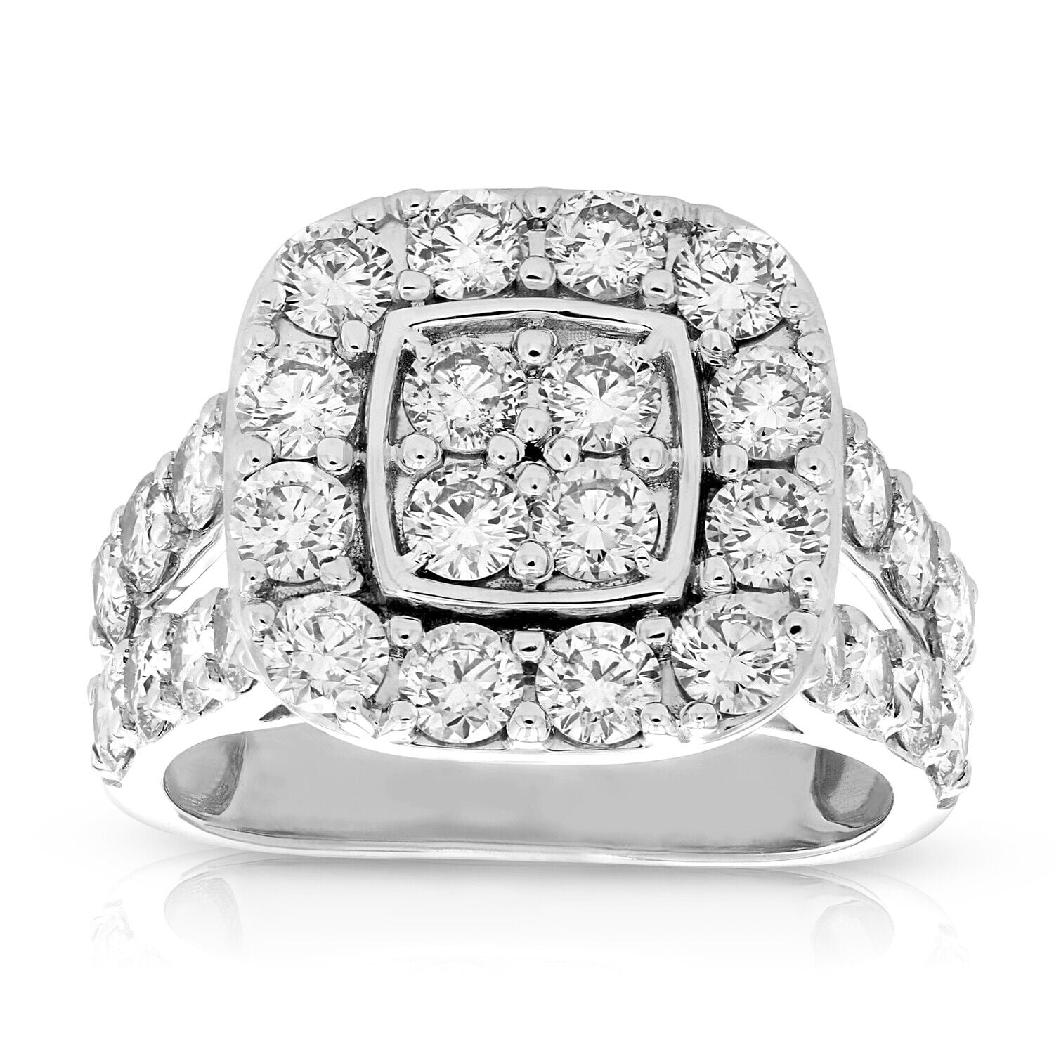 Split Shank Square Halo Diamond Engagement Ring 2.4 Ct Diamond 14K ...