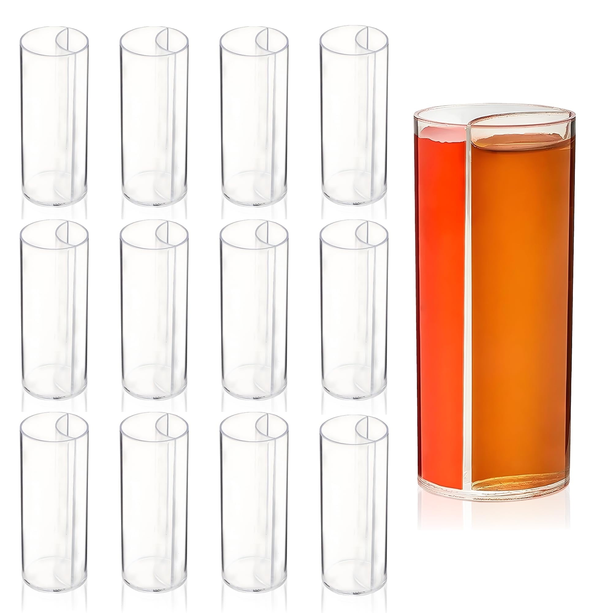 QUAFFER Split Shooters Divided Test Tube Plastic Shot Glasses – Clear ...