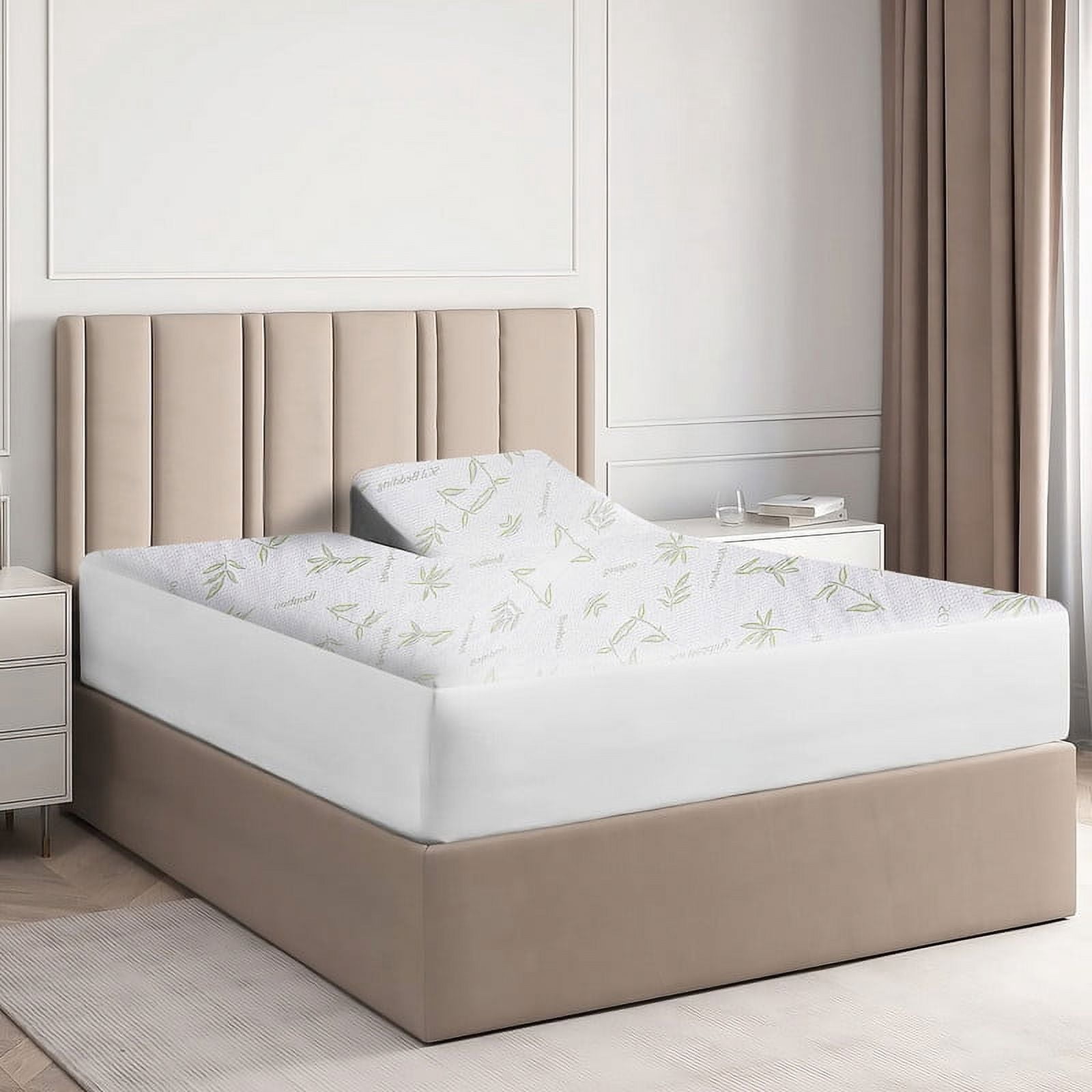 Split Top Cal King Bamboo Mattress Protector for Adjustable Bed 18 inch ...