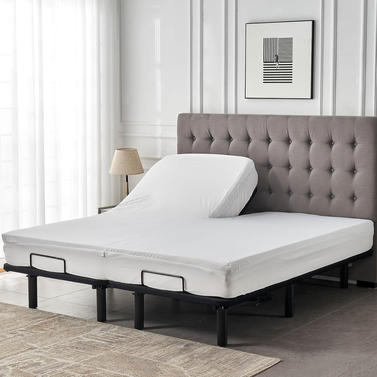 Split Top Queen Mattress Protector for Adjustable Bed 18 inch Deep ...