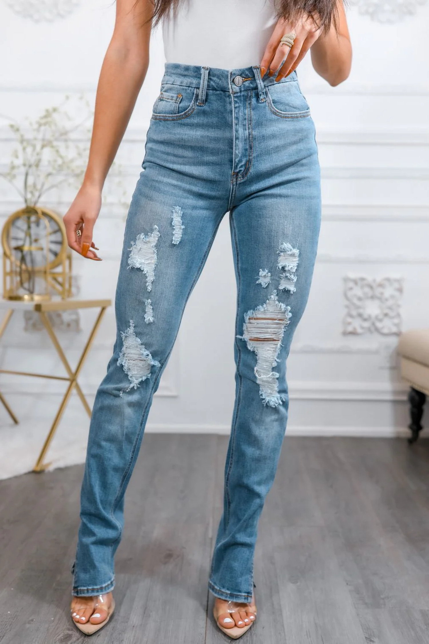 Split Up and Destroy Ripped Denim Jeans - Walmart.com