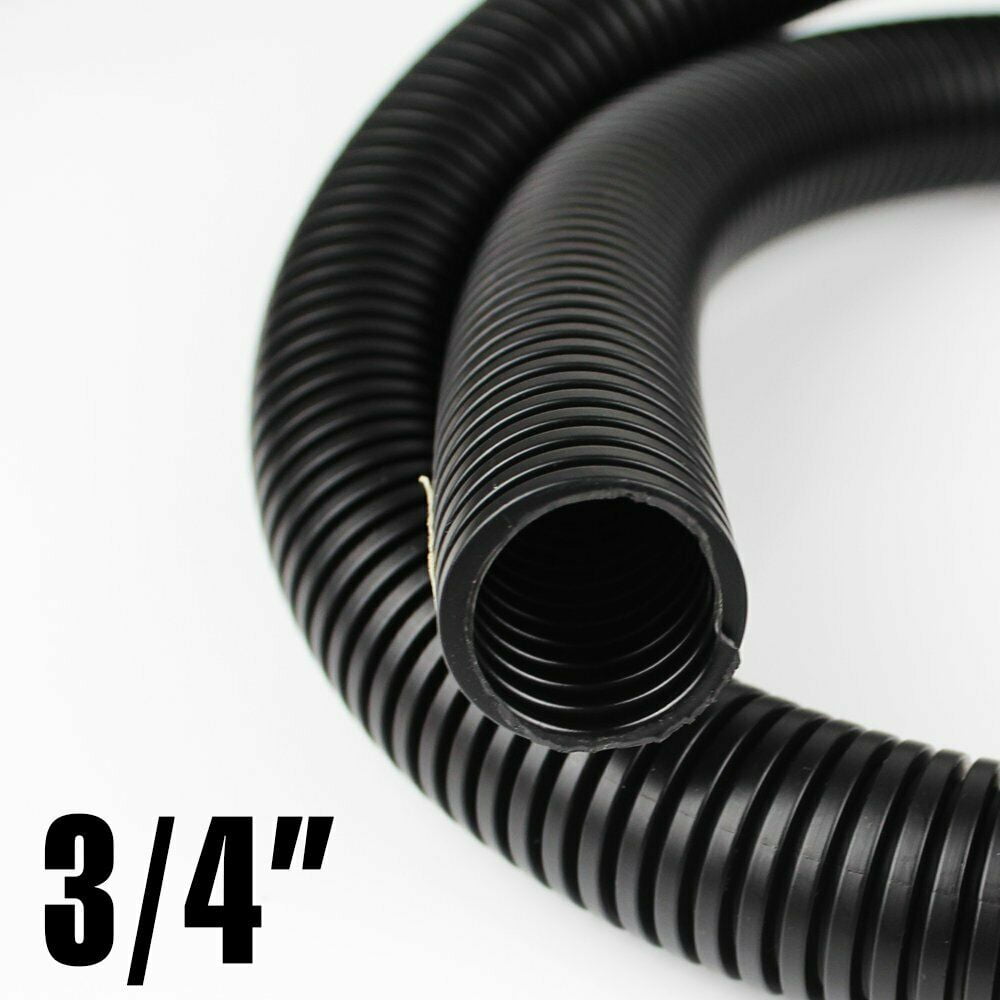 Split Wire Loom Tubing 3/4" Black Conduit Corrugated Hose, Cable ...