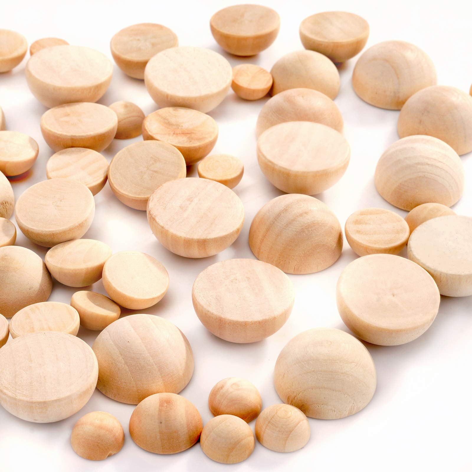 Split Wood Balls, 120PCS EC36 Unfinished Half Wooden Balls, 4 Sizes ...